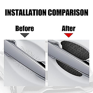 Dewkou 4 PCS Car Door Handle Sticker, Carbon Fiber Door Handle Cover, Leather Car Side Door Handle Sticker, Universal Car Door Handle Protective Film (Black)