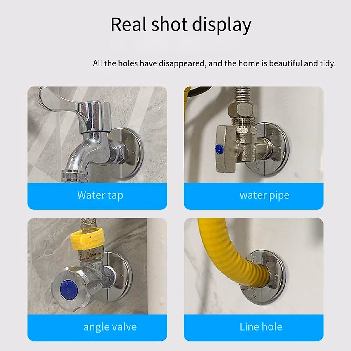 Faucet Escutcheons Stainless Steel Round Escutcheon Plate 1 Inch, Split Flange Plumbing Cover Plates (Silver-22mm, 4 pieces)