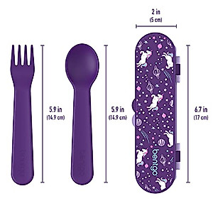 Bentgo® Kids Utensil Set - Reusable Plastic Fork, Spoon & Storage Case - BPA-Free Materials, Easy-Grip Handles, Dishwasher Safe - Ideal for School Lunch, Travel, & Outdoors (Unicorn)