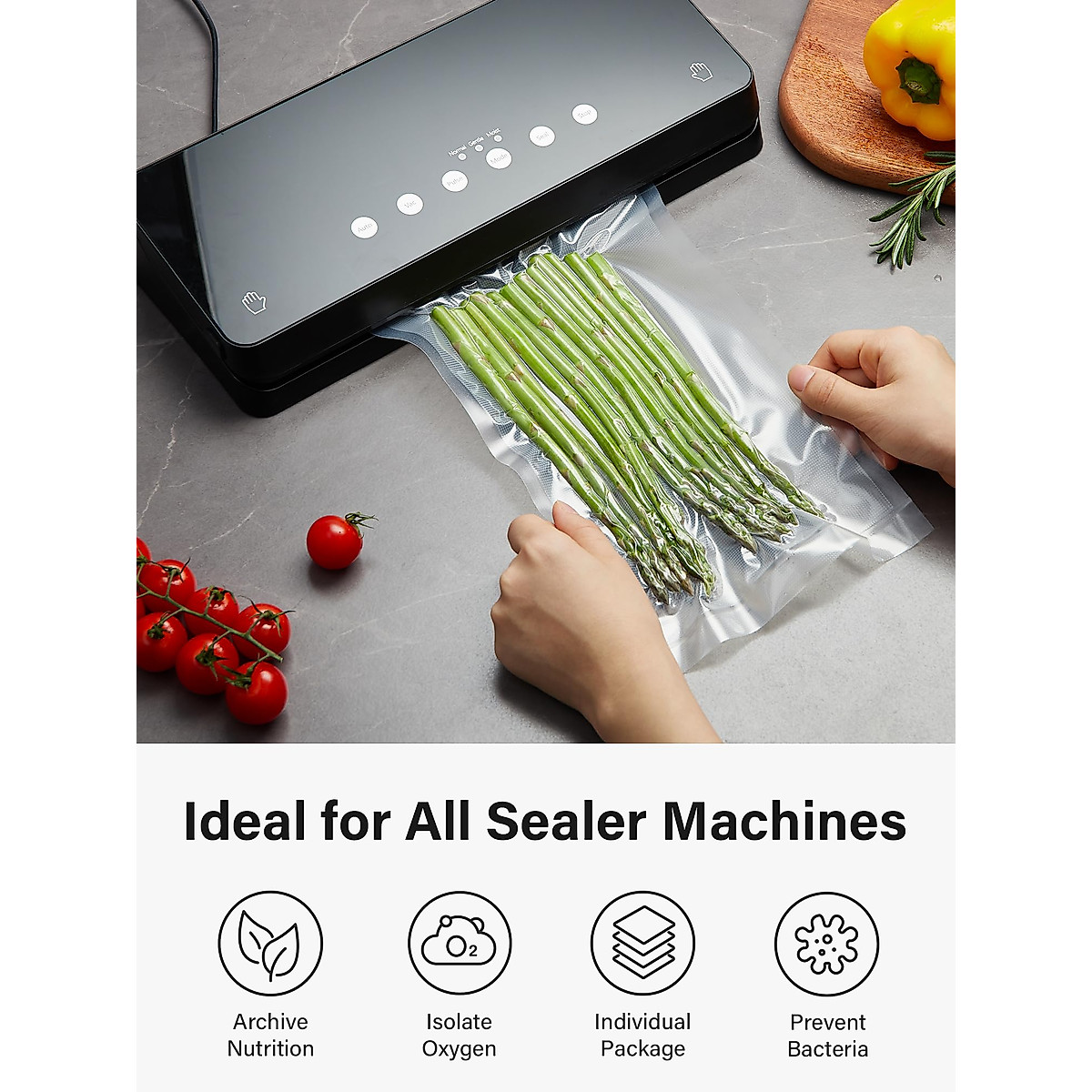 Kootek 11" x 150' Vacuum Sealer Bags Roll for Food with Cutter Dispenser, Commercial Grade Vacuum Seal Bags, BPA Free, Customized Size Food Bags for Storage, Meal Prep and Sous Vide