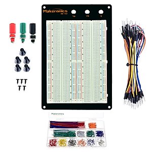 Makeronics Solderless 1660 Breadboard Super Kit - 1660 Tie-Points Experiment Plug-in Breadboard with Aluminum Back Plate + 350 Jumper Wires + 65 Jumper Wires for Prototyping Circuit/Arduino
