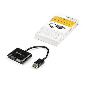 StarTech.com DisplayPort to HDMI VGA Adapter - DP 1.2 HBR2 to HDMI 2.0 (4K 60Hz) or VGA 1080p Converter Dongle - DP to HDMI or VGA Monitor Adapter - Digital Video Display Adapter (DP2VGAHD20)