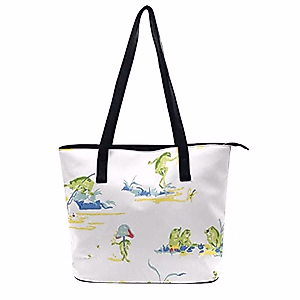 Tote Bag For Women Casual Shoulder Bag Compatible with Frog Soft Leather Purse Fashion Hobo Handbags With Zipper Large Capacity Satchel