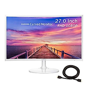 Samsung 2020 LC27F391FHNXZA 27 Inch FHD (1920 x 1080) Curved LED Monitor, HDMI, VGA, AMD Radeon FreeSync, White + NexiGo 4K HDMI Cable Bundle