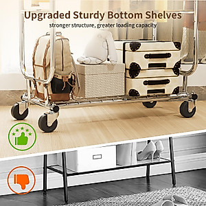 dgedby Clothes Rack Heavy Duty 620LBS For Hanging Clothes, Commercial Garment Rack Heavy Duty,Collapsible ＆ Portable Clothes Rack with Wheels,Rolling Clothing Racks Metal Clothing Rack (CR-H)
