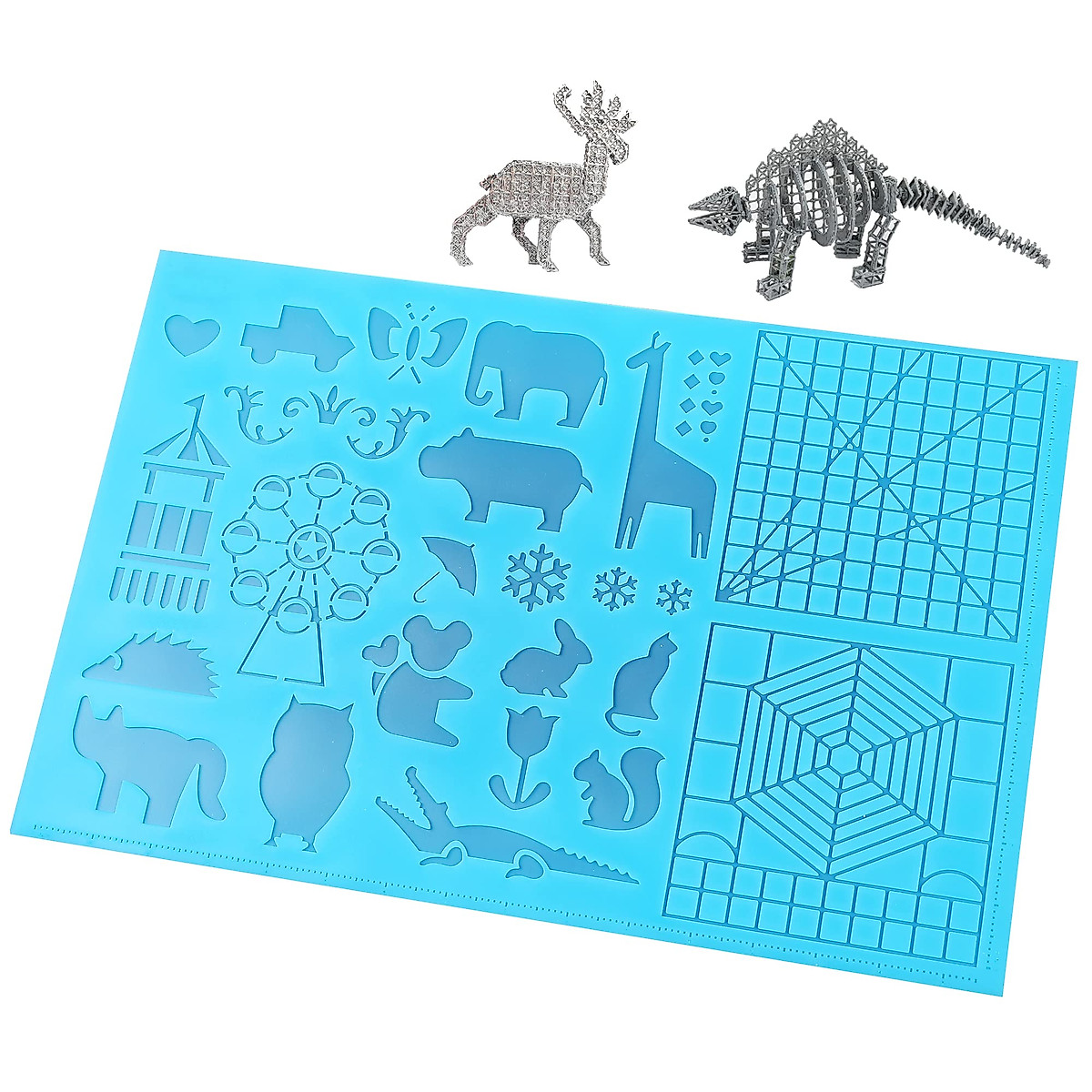 Blue 3D Printing Pen Mat - 3D Pen Mat for Kids, Adults - 16.3x10.8 inch 3D mat with Animal Patterns for 3D Printing Pen - Great 3D Silicone Pen Mat - Blue