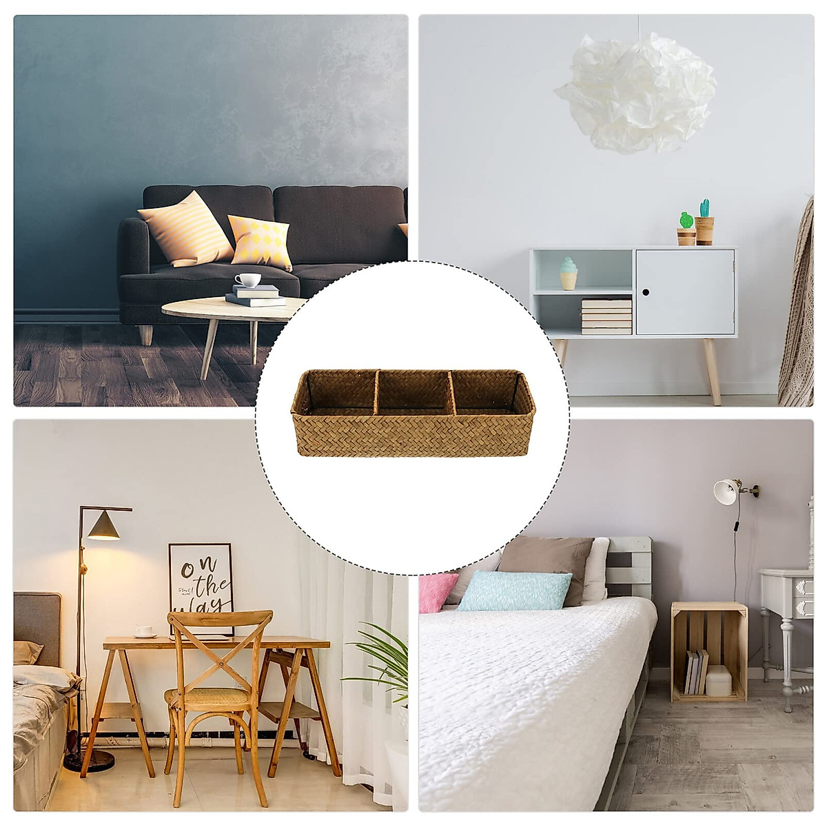 DOITOOL Small Woven Basket 1pc 3 Woven Storage Box Straw Coffee Food Willow Basket