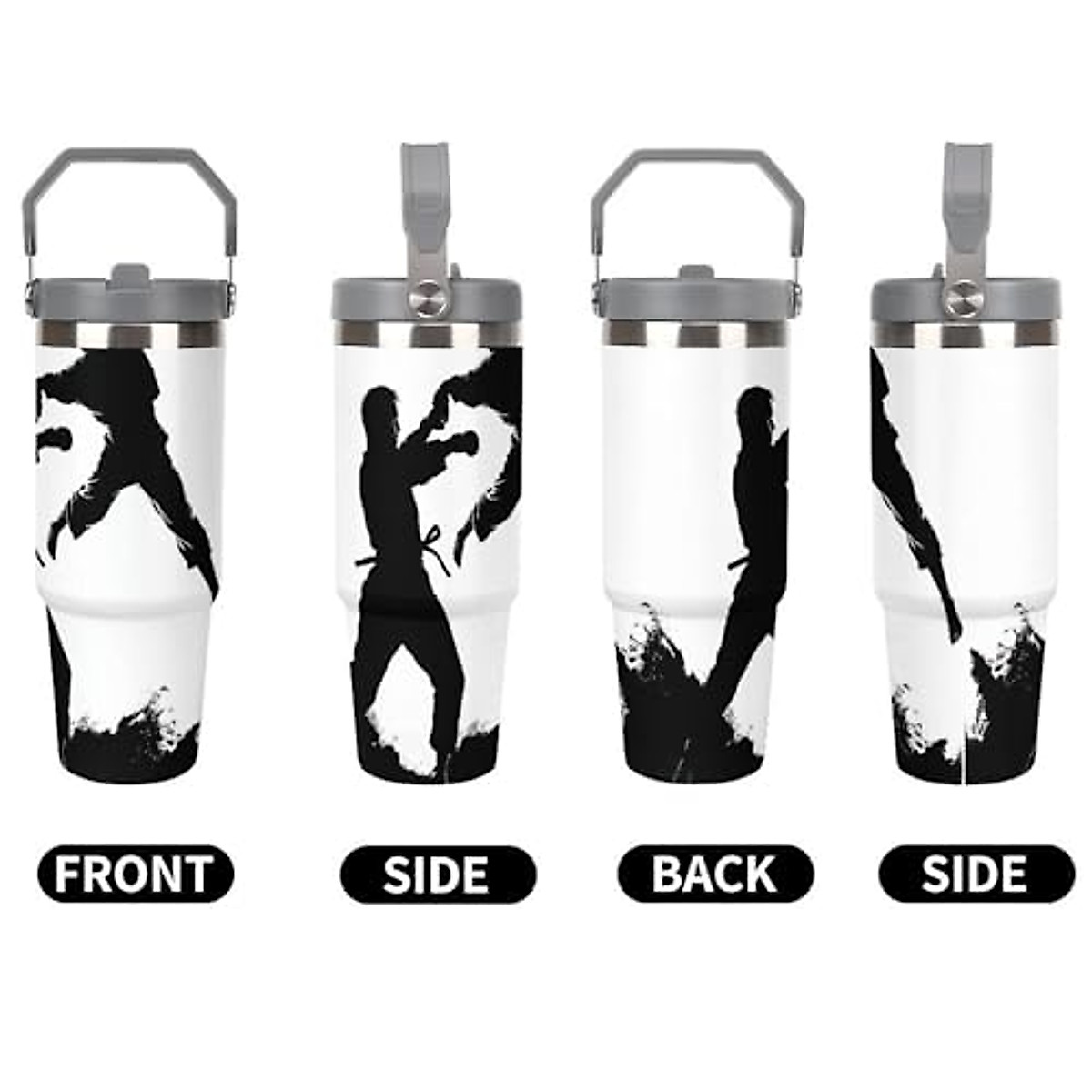 YTLKGFP 30 Oz Large Capacity Car Cup Kickboxing Tumbler with Handle Straw Lid Insulated Stainless Steel Water Bottle Travel Mug Leak-proof Car Cup Keeps Cold Or Hot