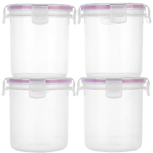 Komax Biokips Overnight Oats Containers with Lids Set of 4 – Round Airtight Food Storage Containers for Oatmeal, Cereal, Milk & More – BPA-Free Meal Prep Container Set w/Locking Lids (18.6 oz)