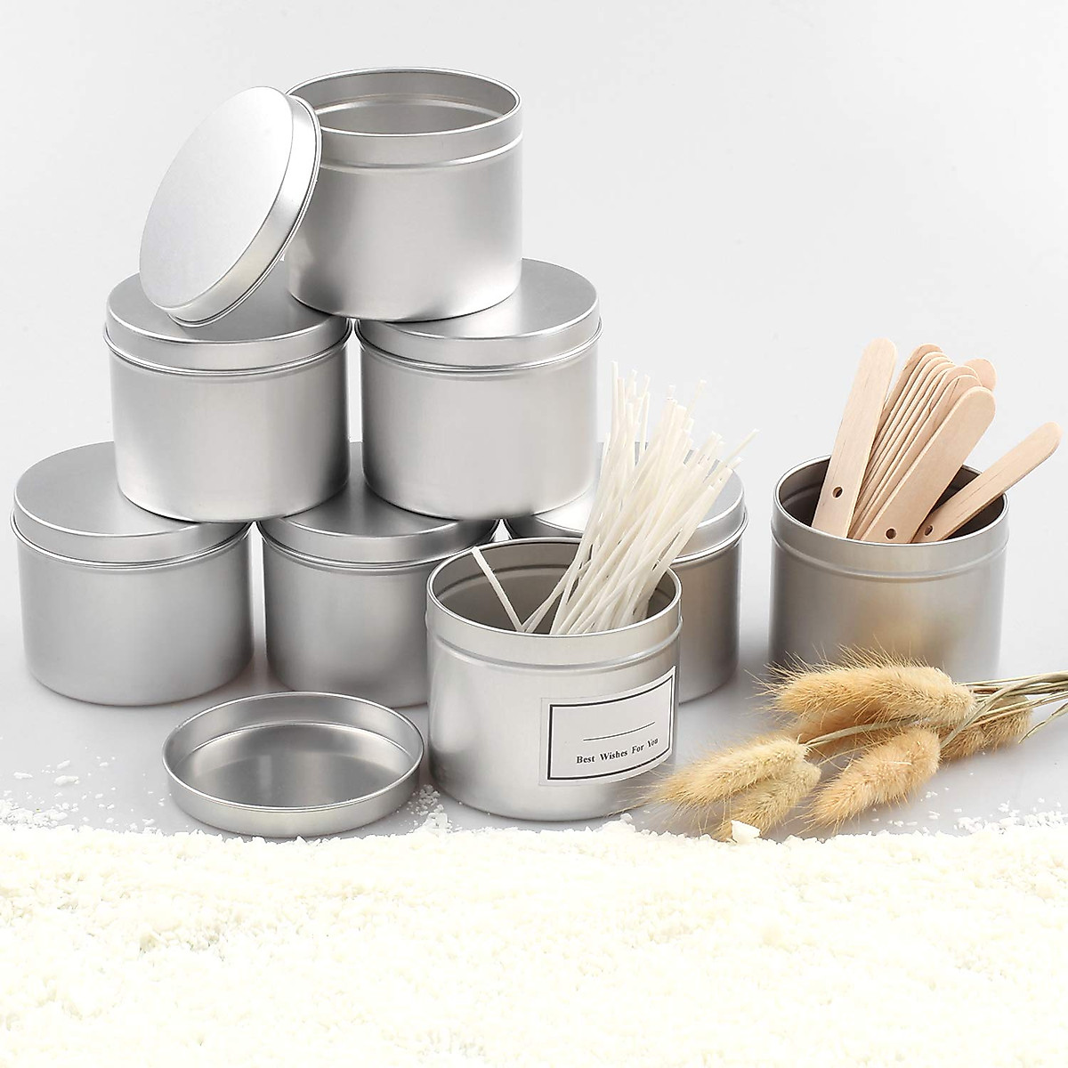 DINGPAI Candle Tin 8oz, Candle Containers for Candle Making, 12 Piece