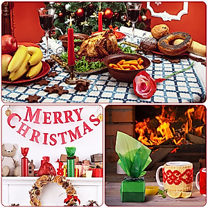 Outus 2 Rolls Christmas Cellophane Wrap Roll Clear Cellophane Wrap 12 x 591 Inch Wide Cellophane Wrap Red Green Clear Wrapping Paper for Xmas DIY Craft Present Wrap