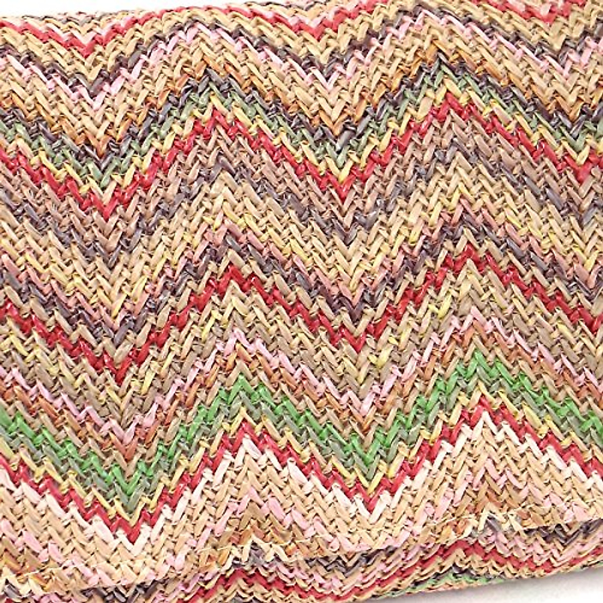 Multi Color Chevron Straw Clutch, Multicolor