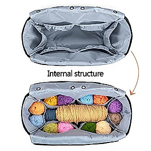 YARWO Knitting Crochet Bag, Yarn Storage Tote Bag for WIP Projects, Yarn Skeins, Crochet Hooks and Knitting Needles, Gray (Bag Only, Patent Pending)