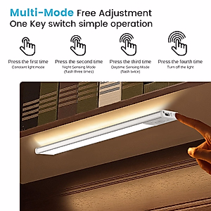 Firelex 2 Pack Under Cabinet Lights - 15.7 Inches Wireless Under Cabinet Lighting Motion Sensor Closet Lights Under Counter Lights for Kitchen 3 Colors Dimmable Magnetic Cabinet Lights for Bedroom