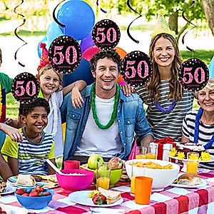 Birthday Hanging Swirls Decorations,Happy 50 Year Old Birthday Swirls Supplies,50th Hanging Swirl Decor,Birthday Party Rose Gold Hanging Swirls Ceiling Decorations Shiny Foil Swirls