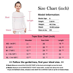 MANCYFIT Thermal Tops for Girls Fleece Lined Underwear Long Sleeve Undershirts Baselayer White Small
