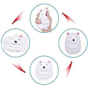 Anboor 5.1 Inches Squishies Polar Bear Kawaii Soft Slow Rising Scented Animal Squishies Stress Relief Kids Toys Gift Collection Decorative Props White