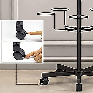 MYOYAY 5-Tier Hat Racks Rotating Metal Hat Display Stand 25 Hats Caps Holders Adjustable Hat Hanger Organizer Free Standing Headwear Wig Rack Metal Floor Rack with 4 Wheels for Caps Wigs Hats