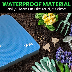 Vive Extra Thick Kneeling Pad for Gardening - Firm Waterproof Knee Mat for Work, Cleaning, Bathing Baby, or Hard Wood Floors - Foam Kneeler for Yoga, Exercise - Great Garden Supplies & Accessories