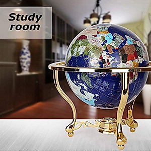 World Globe,Large Gemstone Globe Desktop Home Decoration Earth Globe-for Educational Geographic Modern,Blue-22cm (White 22cm) (Blue(a) 33cm)