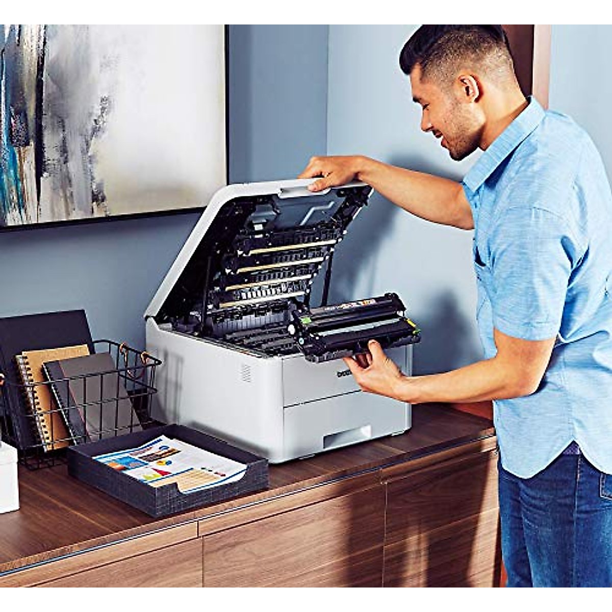 Brother HL-L3210CW Compact Digital Color Printer Providing Laser Printer Quality Results, Built-in Wireless, 250-sheet Paper Tray, 600 x 2400dpi, Works with Alexa, Bundle with JAWFOAL Printer Cable