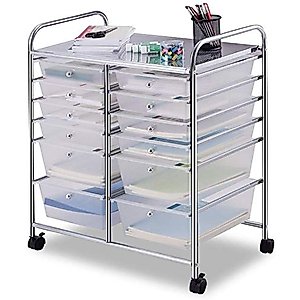 Happygrill 12-Drawer Organizer Cart Tools Office School Paper Organizer Rolling Storage Cart with Wheels