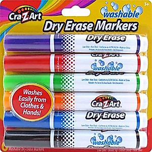 Cra-Z-Art Kids Washable Broadline Dry Erase Markers, 6 Count