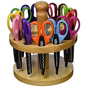 School Smart Paper Edger Scissors, 6-1/2 x 2-1/2 Inches, Assorted Colors, Set of 12