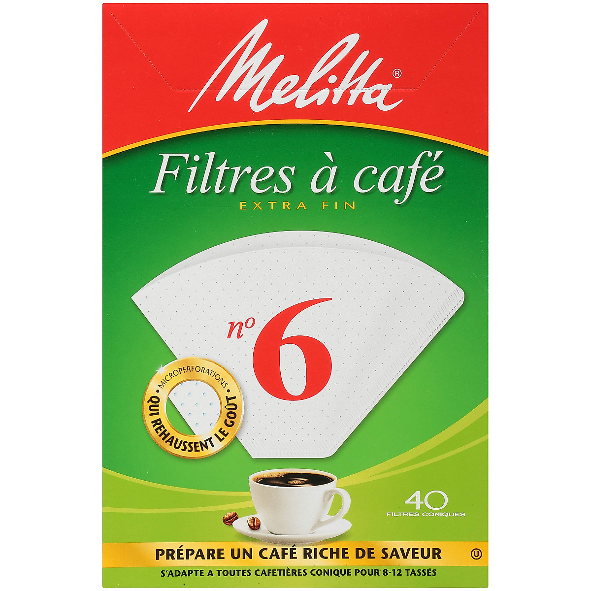 MELITTA INC Cone Coffee Filter # 6, 40 CT