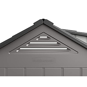 Rubbermaid Resin Weather Resistant Outdoor Storage Shed, 7 x 7 ft., Simple Gray/Onyx, for Garden/Backyard/Home/Pool