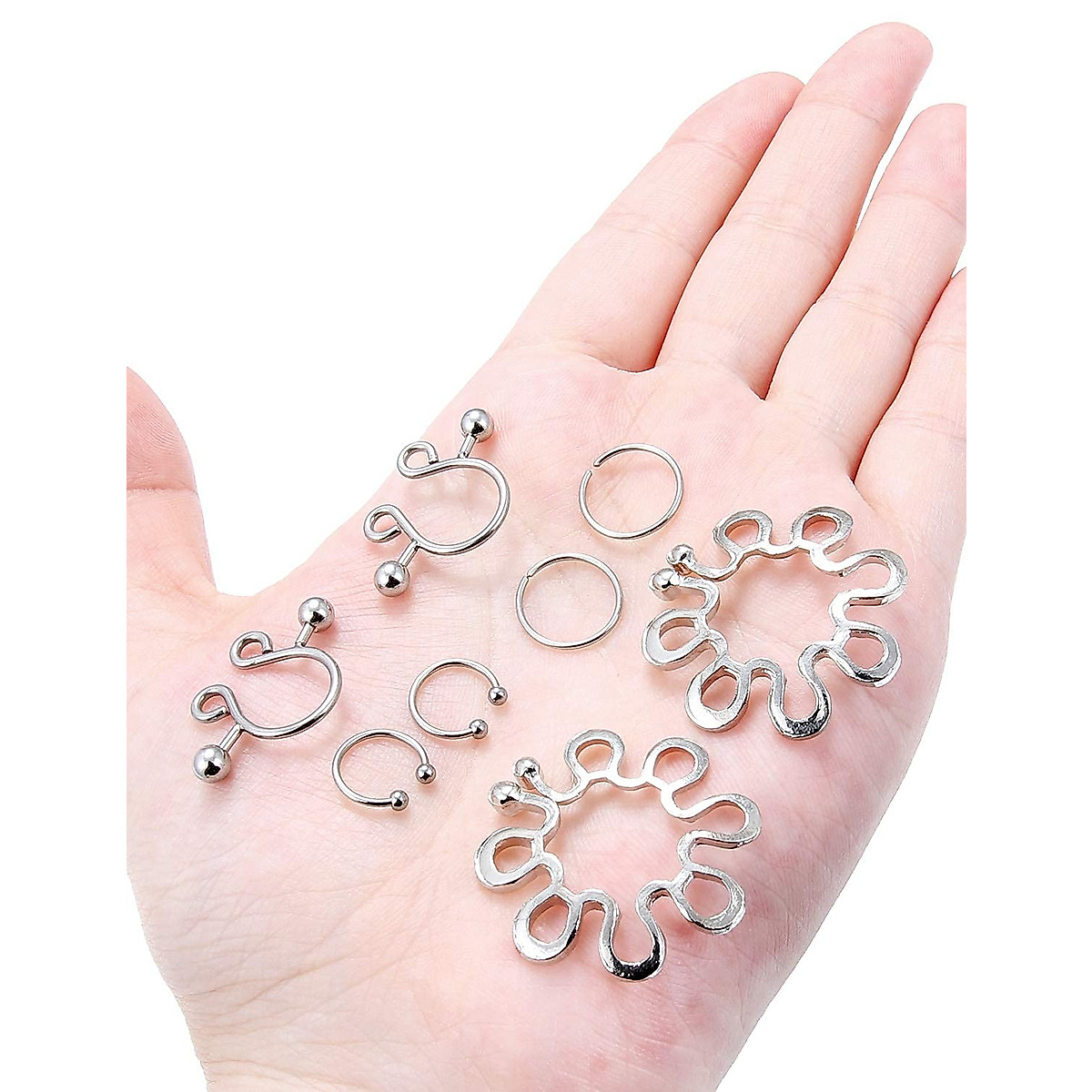Jenxnjsjo Fake Nipple Rings, Fake Nipple Piercing, Faux Nipple Piercing, Nipple Rings Non Piercing, Non Piercing Nipple Rings, Fake Nipple Ring, Fake Nipple Piercings, Faux Nipple Rings for Women