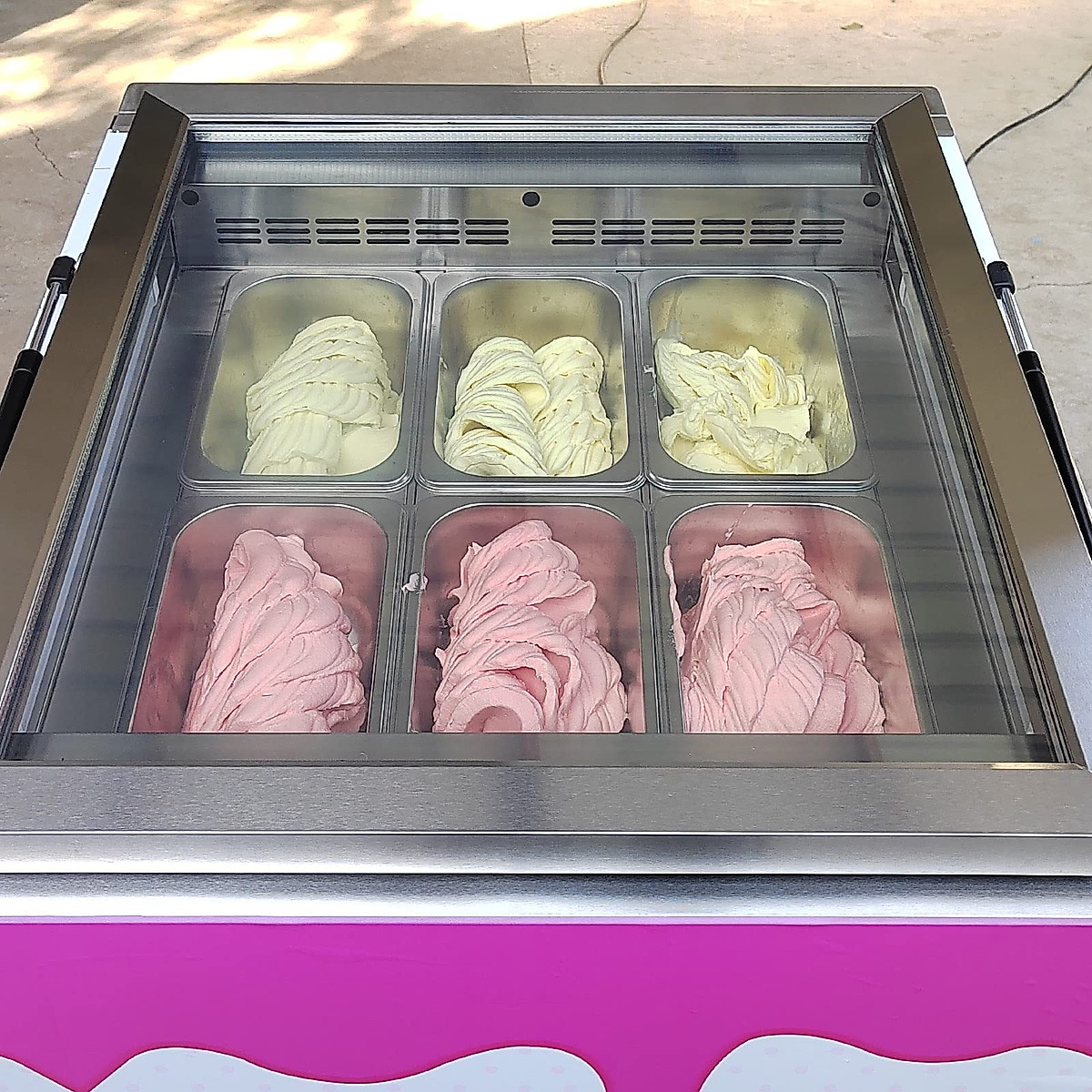 Kolice Commercial Tabletop Ice Cream Showcase Freezer, Countertop Ice Cream Display Freezer, Desktop Ice Cream Showcase with 9 Drums/6 Pans