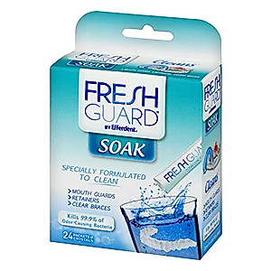 Fresh Guard Soak Specially Formulated for Retainers Mouthguards and Removable Braces, 24 Count (Pack of 12)