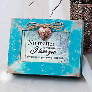 Cottage Garden I Love You More Than That Teal Distressed Wood Locket Music Box Plays You Light Up My Life