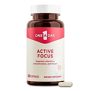 One-A-Day Brain Supplement – Brain Supplements for Memory and Focus Support, Concentration and Focus Support, Focus Supplement for Adults with L-theanine, Caffeine and Ginseng, 30 Capsules