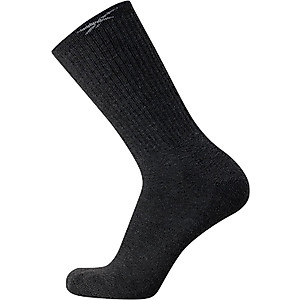 Reebok Men's Crew Socks - 10 Pack Stretch Performance Cushioned Crew Socks - Arch Support Athletic Socks for Men (6-12.5), Size 6-12.5, Classic Grey