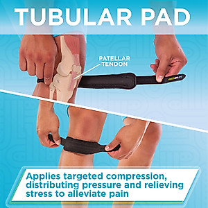 BraceAbility Patellar Tendon Support Strap - Knee Stabilizer Brace with Adjustable Band for Patella Tendonitis, Osgood Schlatter, Soccer, Basketball, Running, Jumper's Knee, Tennis, Volleyball (XS)