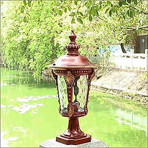CZLZY European Style Aluminum E27 Pillar Lamp Outdoor Post Light Fixtures Patio Garden Waterproof Column Light Glass Lampshade Villa Wall Base Landscape Light Lawn Light