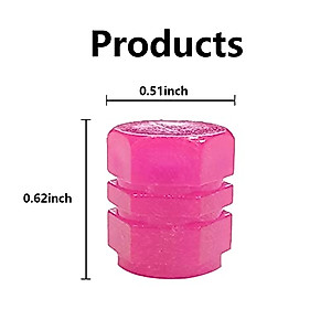 Ziciner 12 PCS Fluorescent Car Tire Valve Stem Cap, Wheel Valve Stem Cover, Glow Luminous at Night, Dustproof Corrosion Resistant, Auto Accessories Fit for Motorcycles, SUV, Trucks, Bike (Pink)