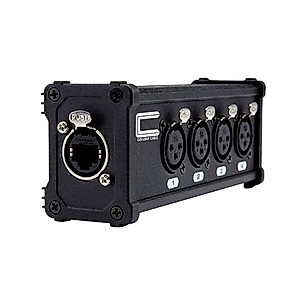 4 Channel 3-Pin XLR Female Adapter to Single Ethercon Cable -Compact Cat6 Multi Network Snake Receiver- For Live Stage, Home Studio Recording- XLR, AES, DMX Channels Over RJ45 Cat5/Cat6 Ethernet Cable