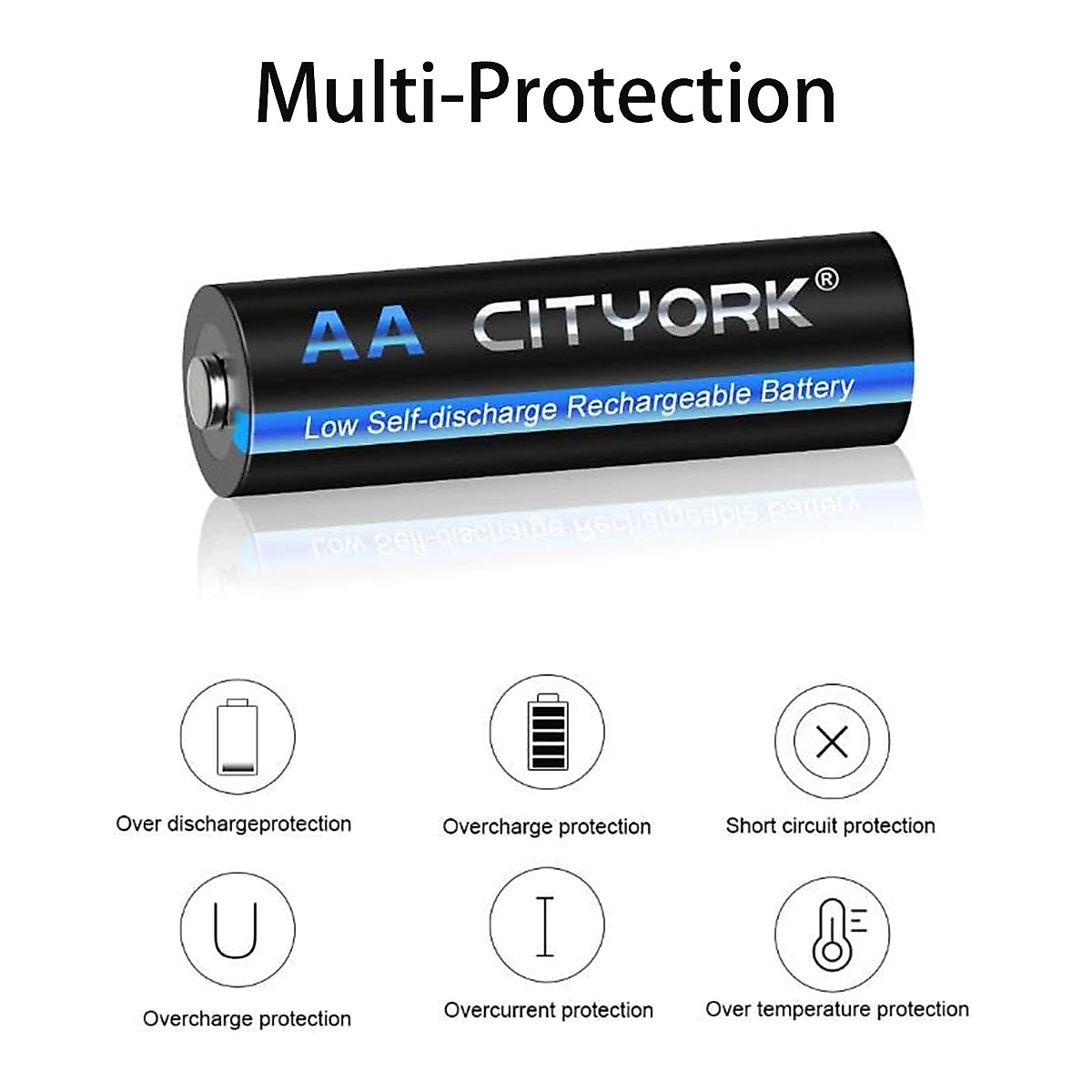 CITYORK AA AAA Rechargeable Batteries Combo Pack of 16, 8 PCS AA 3000mAh and 8 PCS AAA 1100mAh 1.2V Ni-MH Low Self Discharge Rechargeable Batteries with Battery Case Organizer