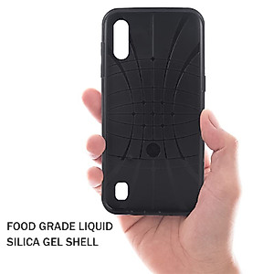 ELISORLI Compatible with Samsung Galaxy A01 Case Rugged Thin Slim Cell Accessories Anti-Slip Fit Rubber TPU Mobile Phone Protection Full Body Cover for Glaxay Ao1 A 01 Gaxaly 01A S01 Women Men Black