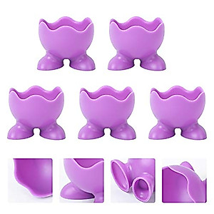 Amosfun 5Pcs Egg Boiled Holder Cups Cup Eggs for- Silicone Egg Cup Holders Boiled Egg Serving Cups (Random Color)