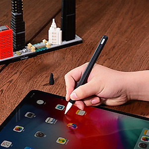 Silicone Case Compatible with Apple Pencil 2nd Generation Holder Sleeve Skin Pocket Cover Accessories Kit Fit for Ipad Pro 11 12.9 Inch 2018, Soft Grip Pouch with 2 Protective Nib Covers