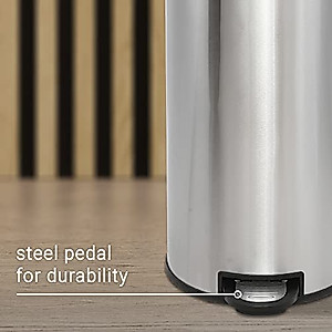 happimess HPM1001A Oscar Round 8-Gallon Step-Open Trash Can with Free Mini Trash Can, Modern, Fingerprint Proof for Home, Kitchen, Office, Large:7.9 Gallon Small:1.3 Gallon, Stainless Steel