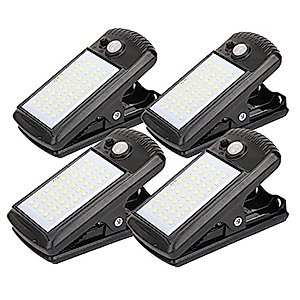 4 Pack Solar Motion Sensor Security Umbrella Light,Clip on Lights Outdoor with 40 LED,2 Modes Wireless Waterproof for Patio Wall Garage Hiking Camp Tent Portable Emergency Lighting