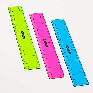 BAZIC Plastic Ruler 6" (26cm), Inches Centimeter Metric Measuring Drafting Rulers, for Students School Supplies (3/Pack), 1-Pack