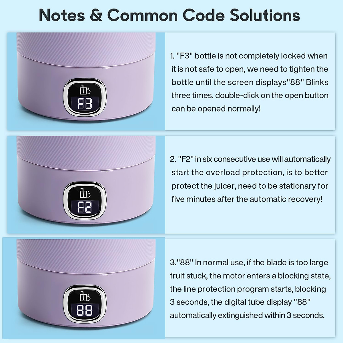 Portable Blender, MIAOKE 6 Blades Juicer Cup for Juice Shakes and Smoothies 350ml Mini Blender with Led Display Usb Rechargeable,3000Mah Rechargeable Battery, for Home Sports Outdoors Travel-Purple