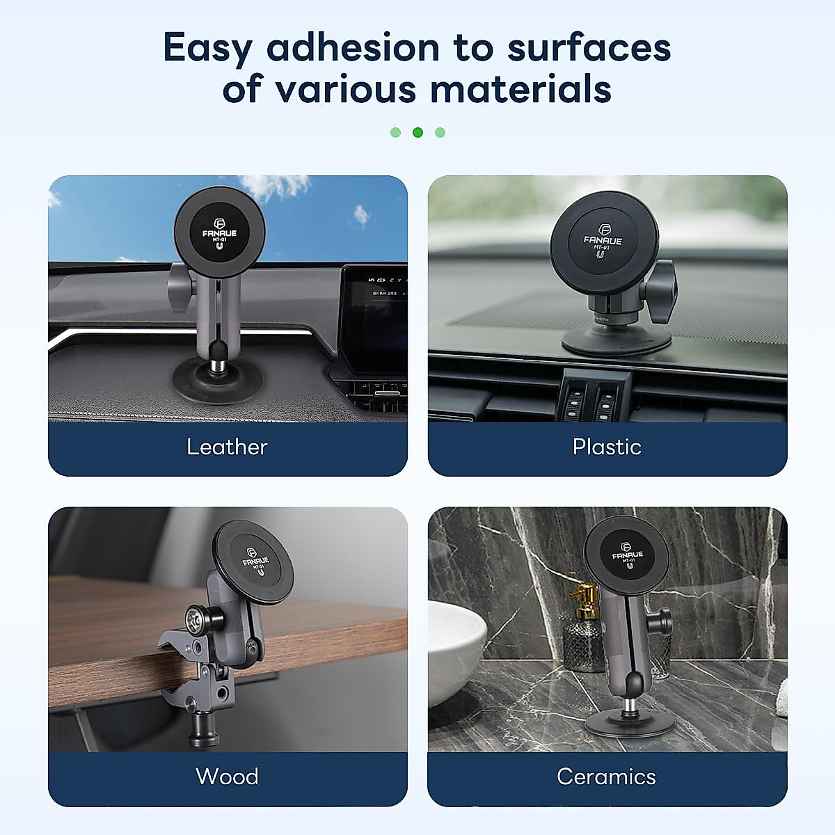 FANAUE Magnetic Car Mount compatible with RAM mount B size ball head, Magnetic car phone holder can be mounted on car dashboard, windshield and other car accessories, suitable for 4.7-7.5" smartphone.