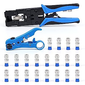 Knoweasy BNC Cable Crimper and Coaxial Compression Tool Kit - Multifunctional Compression Connector Adjustable Tool Set for RG59, RG6, F, BNC, RCA and Coaxial Cable Crimping Tool